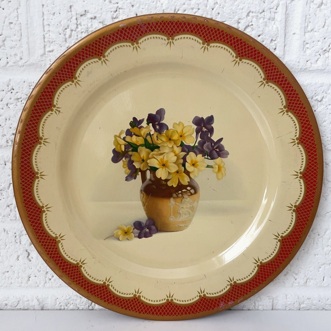 Vintage Tin Metal Serving Tray or Plate | 1960s Baret Ware | Made in ...