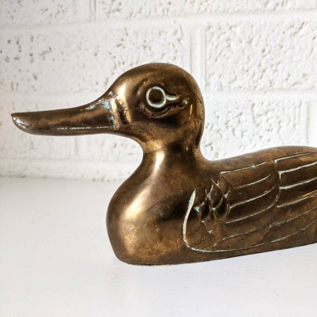 Vintage Brass Duck Figurine - Etsy