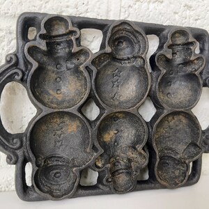Vintage Snowman Cookies Cast Iron Baking Mold by John Wright - Etsy