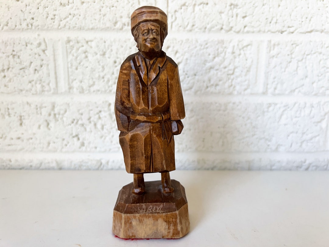 Vintage Caron Folk Art Wooden Figurine | Old Man | Quebec Artist - Etsy