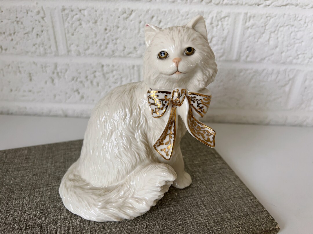 Vintage Lenox Sitting Pretty Cat Figurine | Porcelain Cat With Gold ...