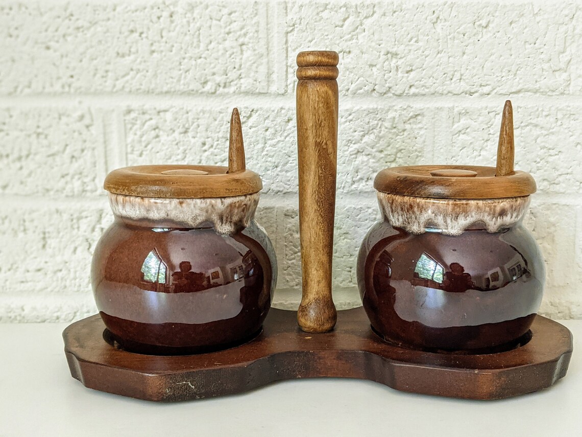 Vintage Drip Pottery Condiment Caddy Jam Caddy Honey Caddy - Etsy