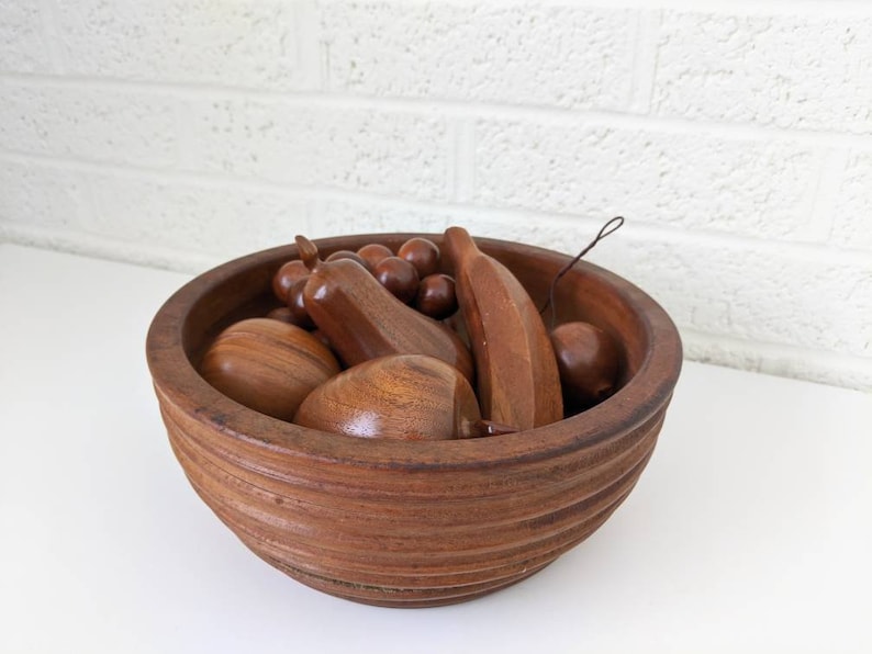 Bowl of Vintage Wooden Fruit - Etsy