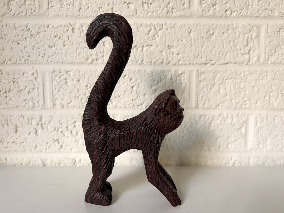 Vintage Faux Wood Resin Primate Figurine | Monkey Figurine - Etsy