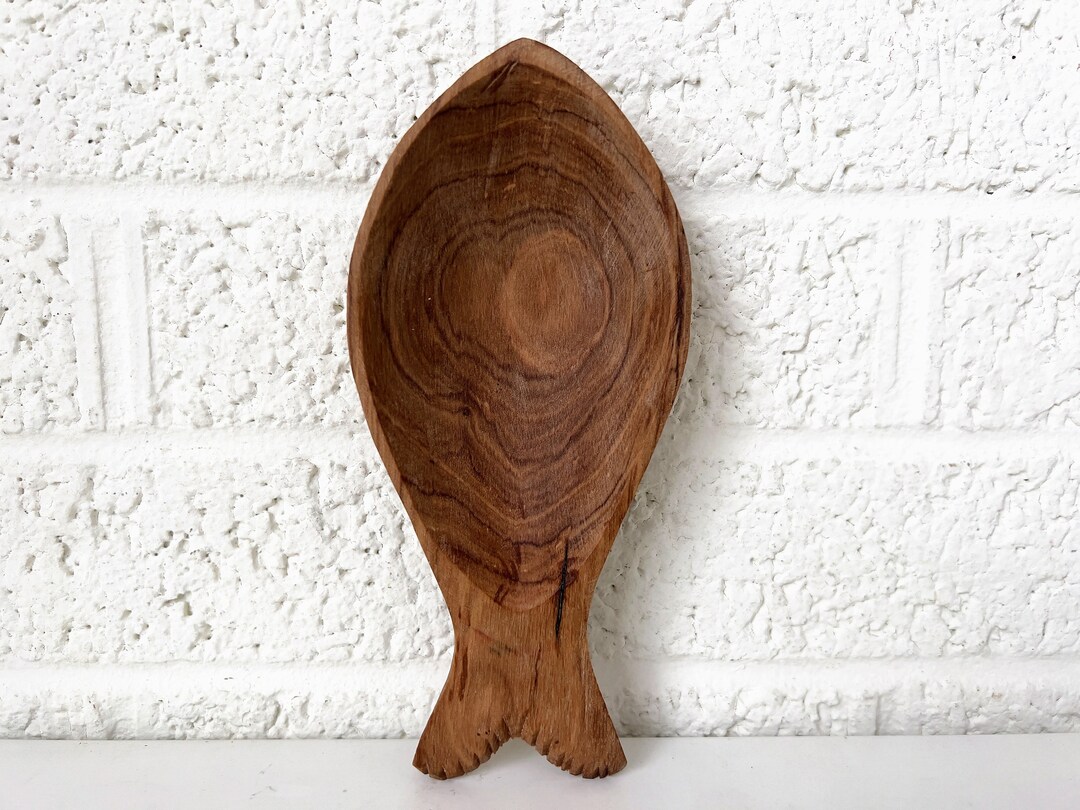 Small Vintage Hand Carved Wooden Fish Bowl or Dish - Etsy