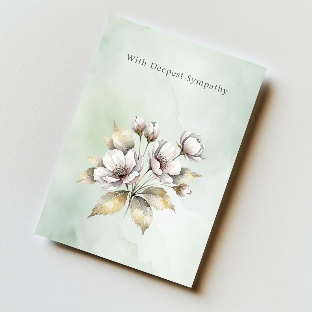 Printable Condolence Card, Elegant Floral Sympathy, Minimalist Grief ...