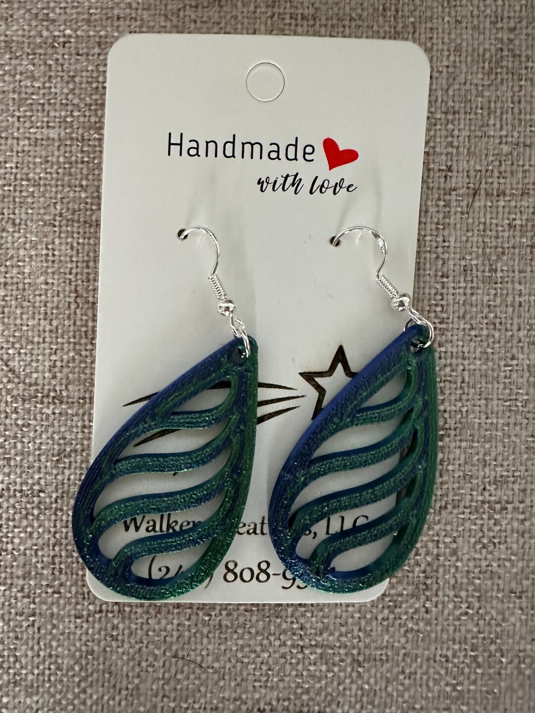 Boho Blue & Green Nature Inspired Teardrop Shaped Lightweight Earrings ...