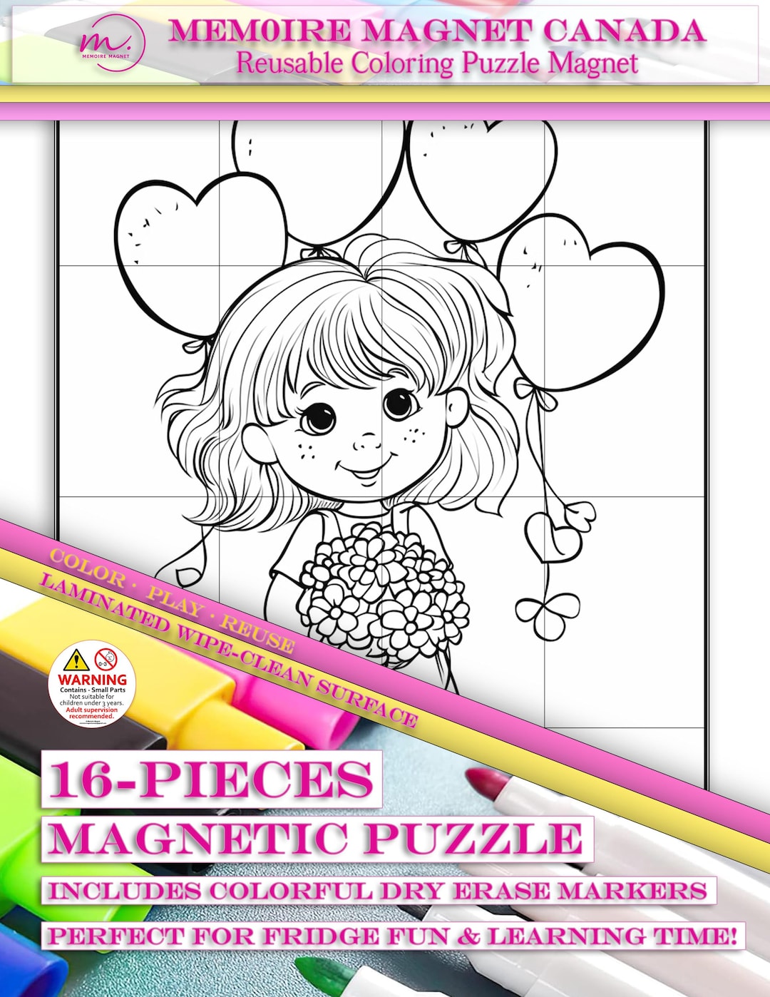 Reusable Coloring Puzzle Magnet for Kids – Magnetic Activity Tiles ...