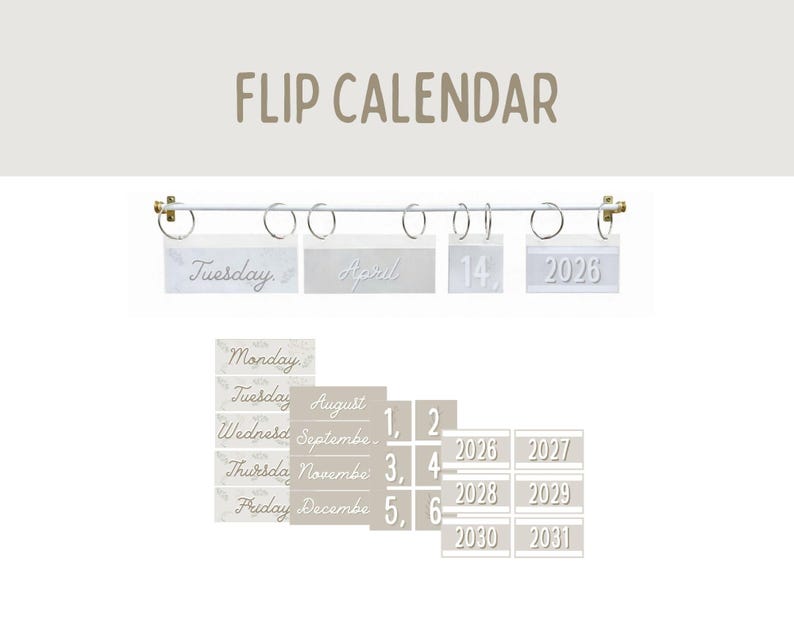 Printable Flip Calendar for Classroom | English Daily Calendar ...