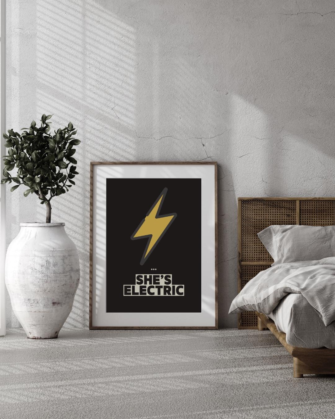 Oasis Lyric Wall Art – She’s Electric Music Print, Britpop Song Lyrics ...