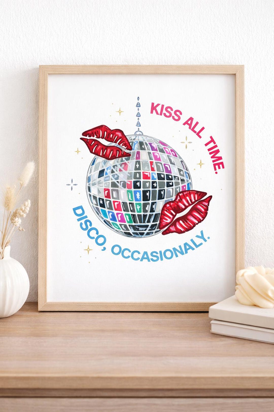 Harry Styles Inspired Print | Disco Ball Lips Retro Poster. - Etsy