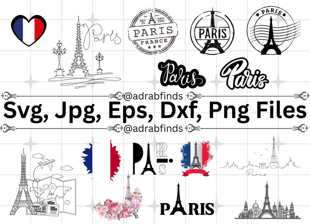 Paris Svg Bundle, Paris Png Bundle, Eiffel Tower Svg, Landmark Svg ...