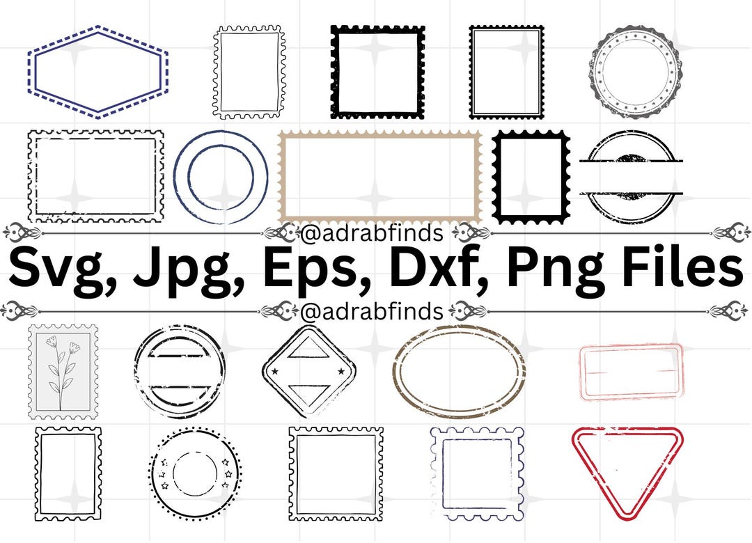 Postage Stamp SVG Bundle, Stamps SVG, Vintage Postal Stamp Svg, Postage ...
