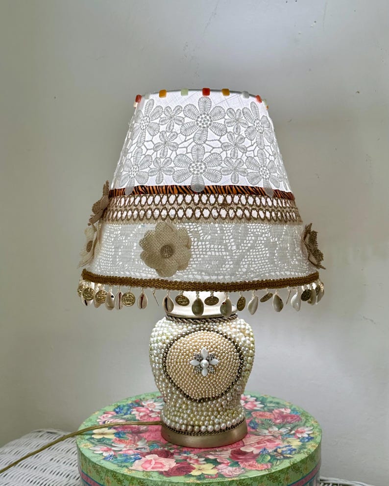 Handmade Burlap Lace Lamp Shade: Cottagecore Farmhouse Decor, - Etsy