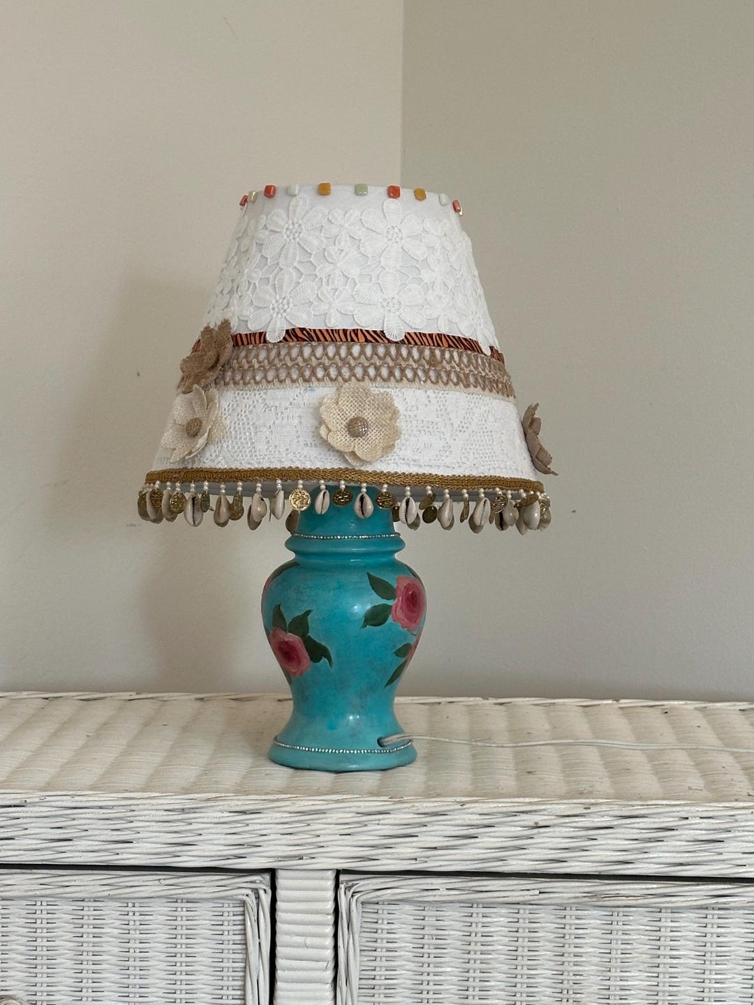 Handmade Burlap Lace Lamp Shade: Cottagecore Farmhouse Decor - Etsy
