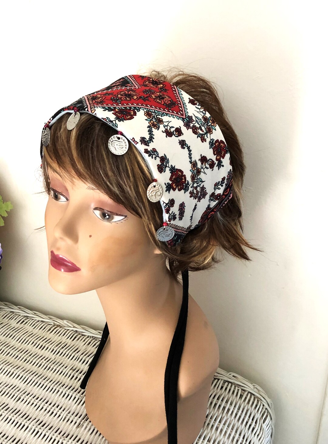 Bohemian Hippie Headband or Belt With Silver Coins , Wide Gypsy Head ...