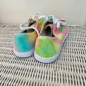 Hand Painted Sneakers Rainbow Watercolor Flat Tennis Shoes - Etsy