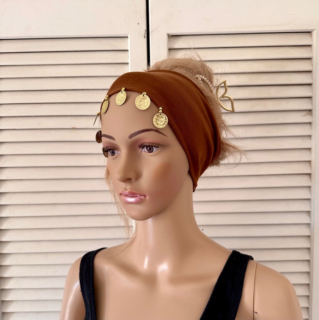Boho Gold Coins Wide Headband, Gypsy Hippie Headwrap, Bohemian Gift for ...