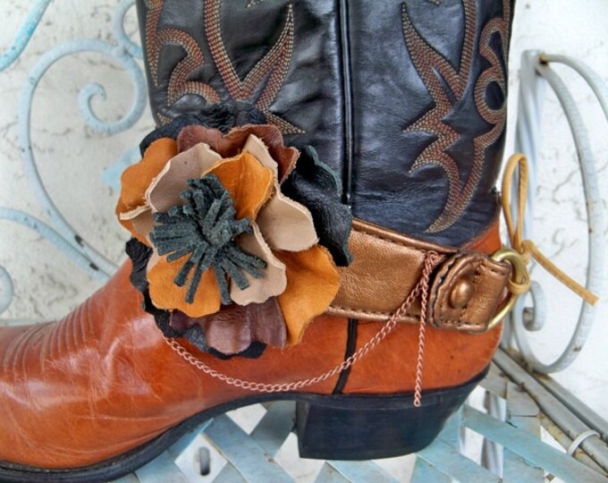 Boot Jewelry Leather Boot Wrap Leather Flower Boot Bracelet - Etsy