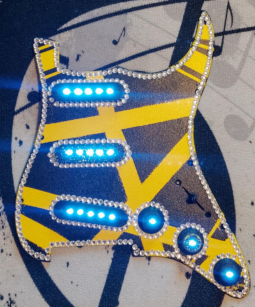 Hand Painted EVH Guitar Scratchplate Wall Art With LED Lights ...