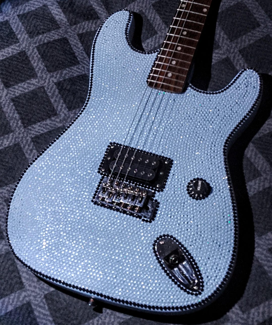 Blue Glitter Finish Strat Guitar With Crystal Rhinestones - Etsy