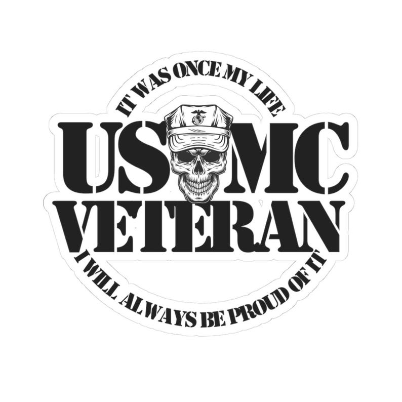 USMC Veteran Skull Emblem Kiss-cut Sticker | Military Veteran Decal - Etsy