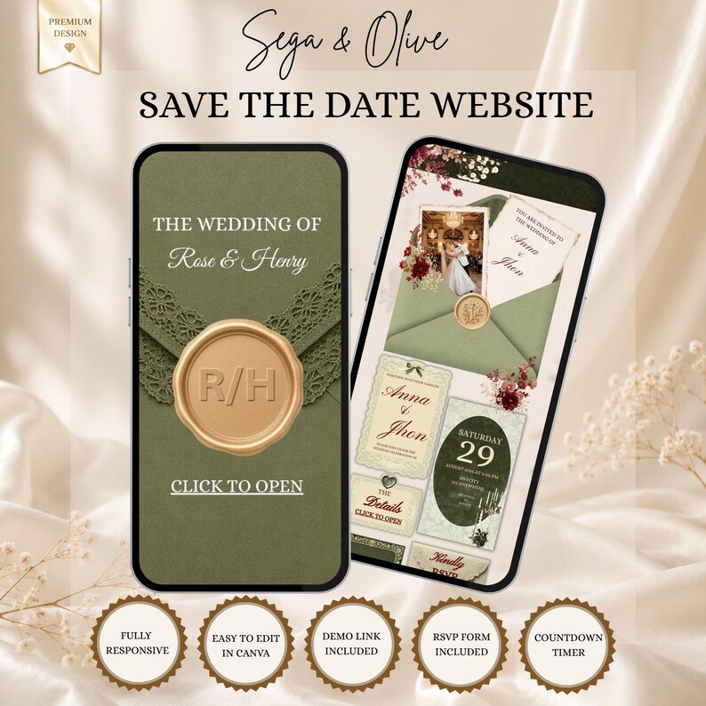 Wedding Website Template With RSVP Form | Editable Canva Wedding ...