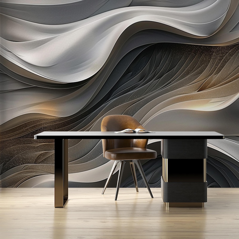 3d Wave Wallpaper Mural - Etsy