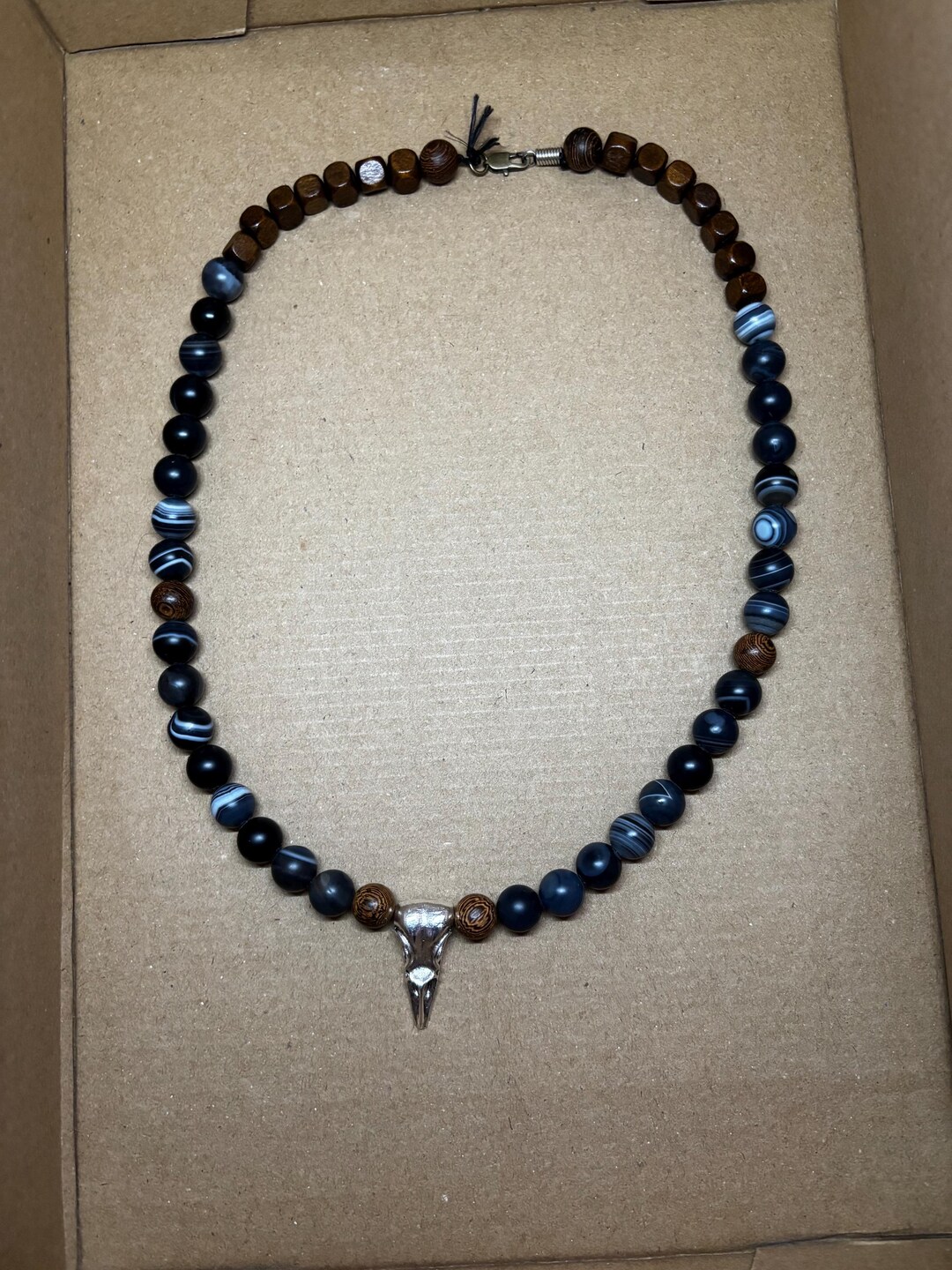 Beaded Crow Skull Necklace - Etsy