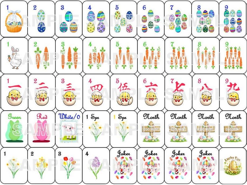 Easter- Mah Jong Tile STICKER Print& Cut Files - Etsy