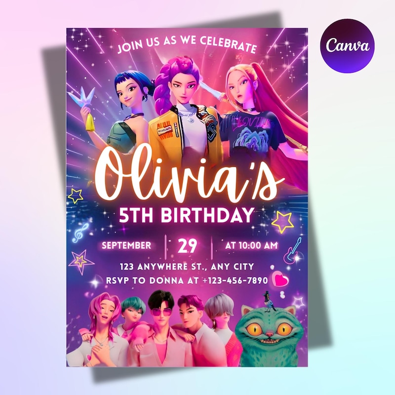 Kpop Demon Hunters Birthday Invitations - Etsy