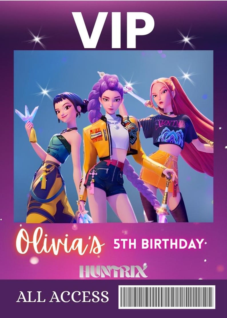 Demon Hunter Birthday VIP Pass, Huntrix ID Badge, Printable Kpop VIP ...