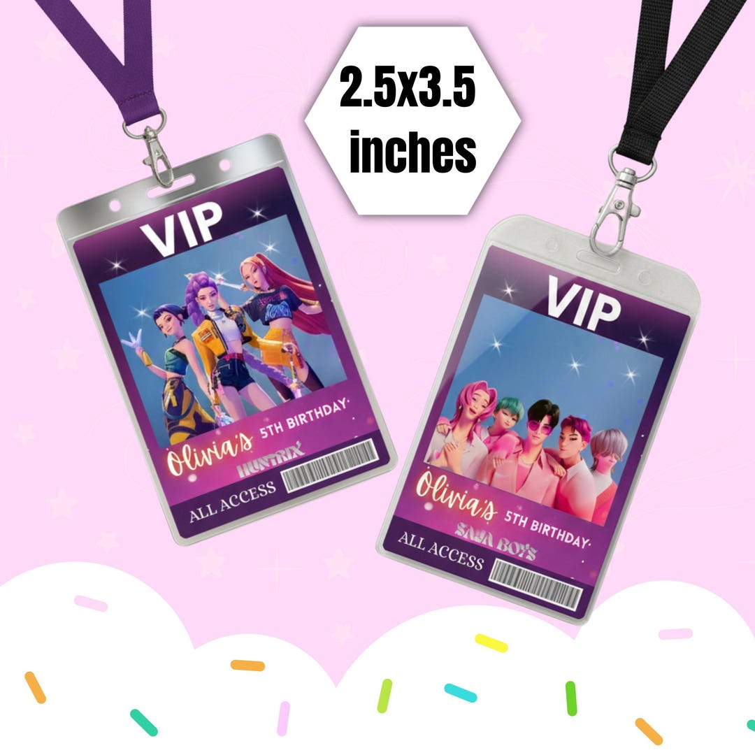 Demon Hunter Birthday VIP Pass, Huntrix ID Badge, Printable Kpop VIP ...