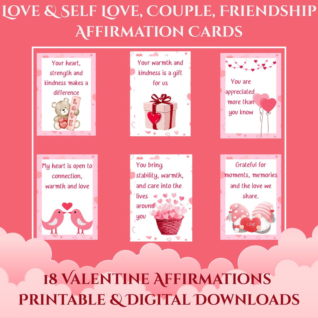 18 Valentine Affirmation Cards Printable | Love & Self-love Quotes ...