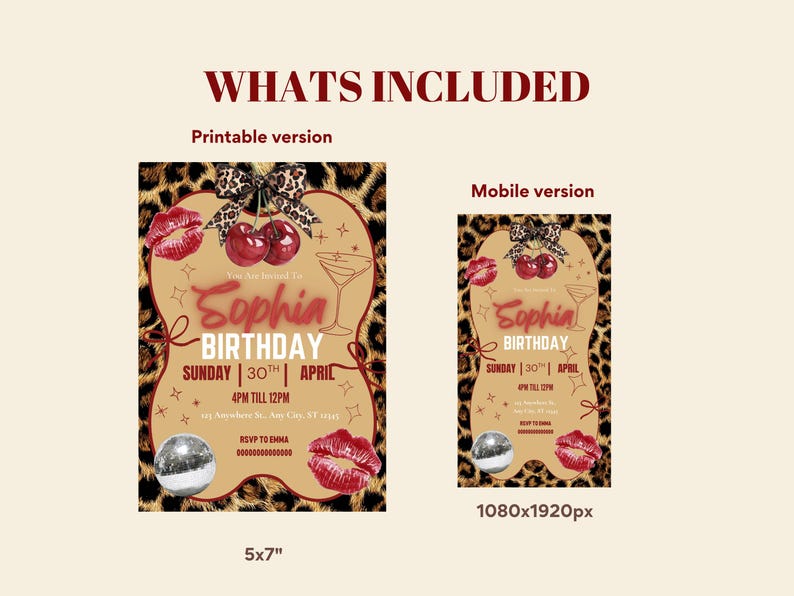 Funky Leopard Print Birthday Invitation Template (printable & Mobile ...