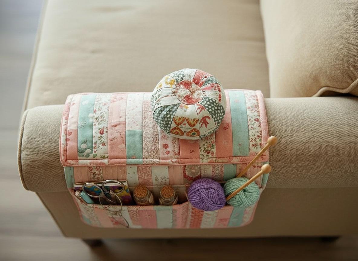 Handmade Quilted Sofa Arm Storage – Beginner Friendly Patchwork Design ...