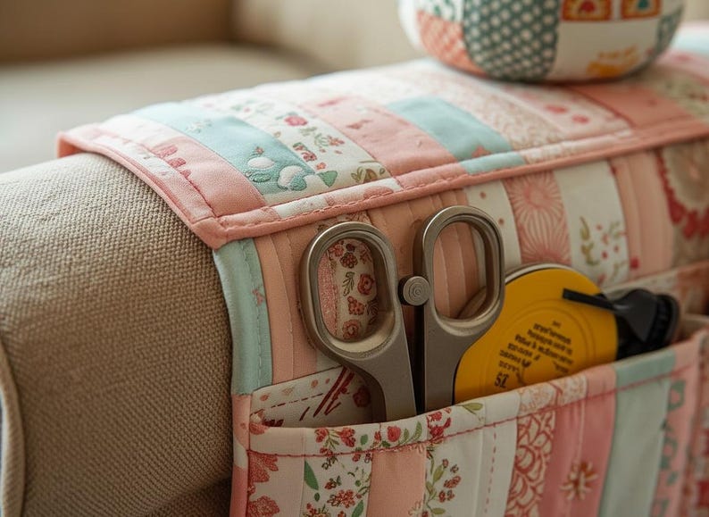 Handmade Quilted Sofa Arm Storage – Beginner Friendly Patchwork Design ...