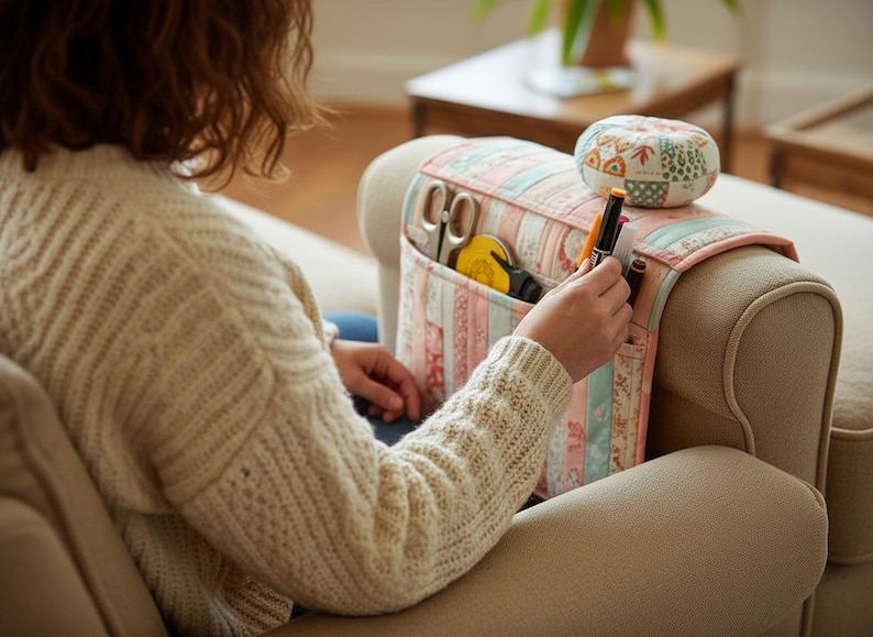 Handmade Quilted Sofa Arm Storage – Beginner Friendly Patchwork Design ...