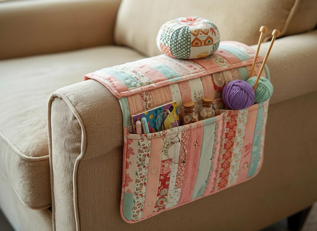 Handmade Quilted Sofa Arm Storage – Beginner Friendly Patchwork Design ...