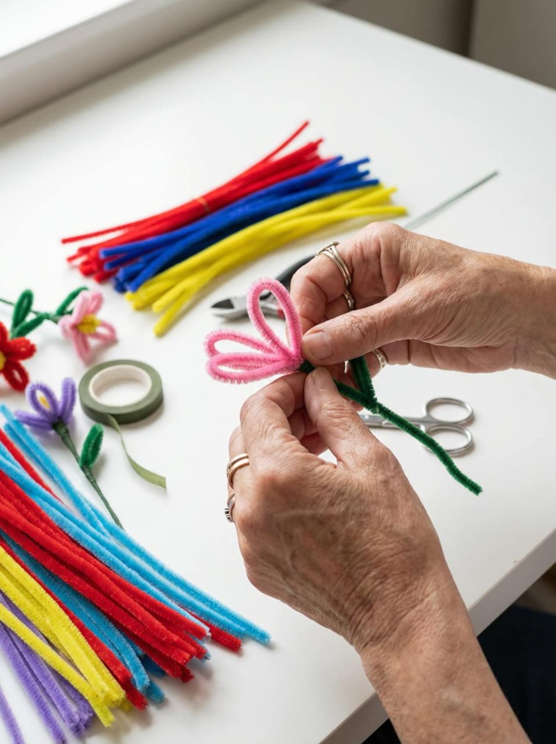Pipe Cleaner Flower Tutorial PDF, Beginner Craft Guide for DIY Handmade ...