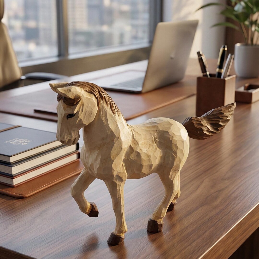 Whimsical Hand Carved Wooden Horse Figurine Rustic Pony Sculpture ...