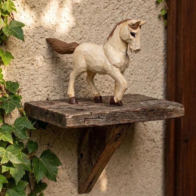 Whimsical Hand Carved Wooden Horse Figurine Rustic Pony Sculpture ...