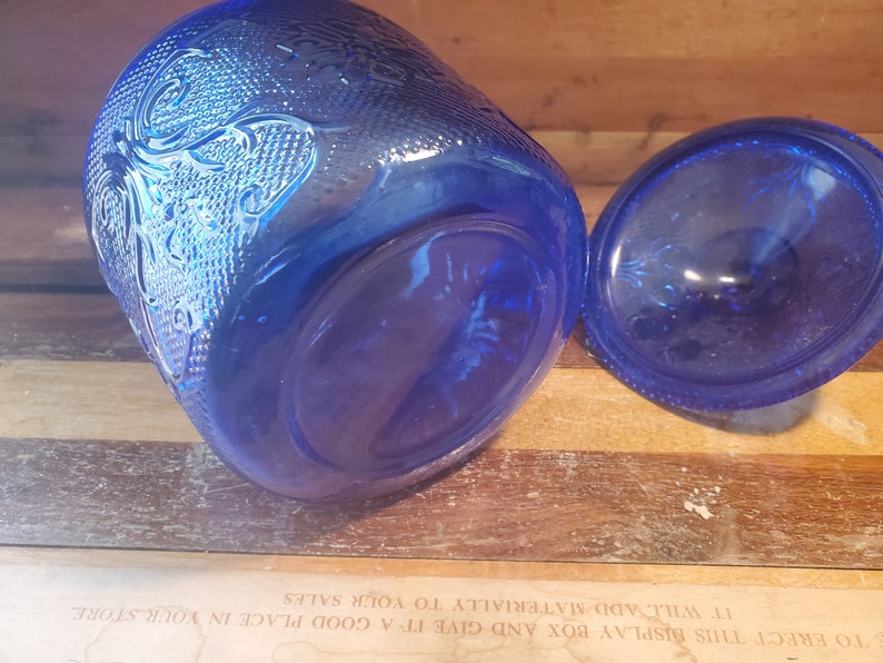 Cobalt Blue Sandwich Glass Biscuit Jar Tiara Ware Vintage - Etsy