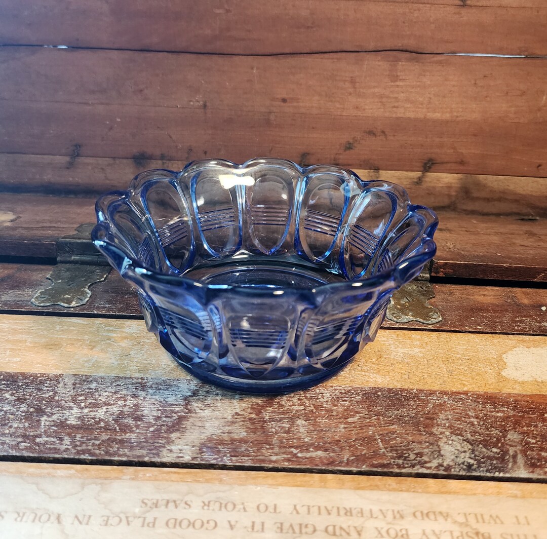 Bowl Barred Oval Periwinkle Blue Fenton Glass Vintage - Etsy
