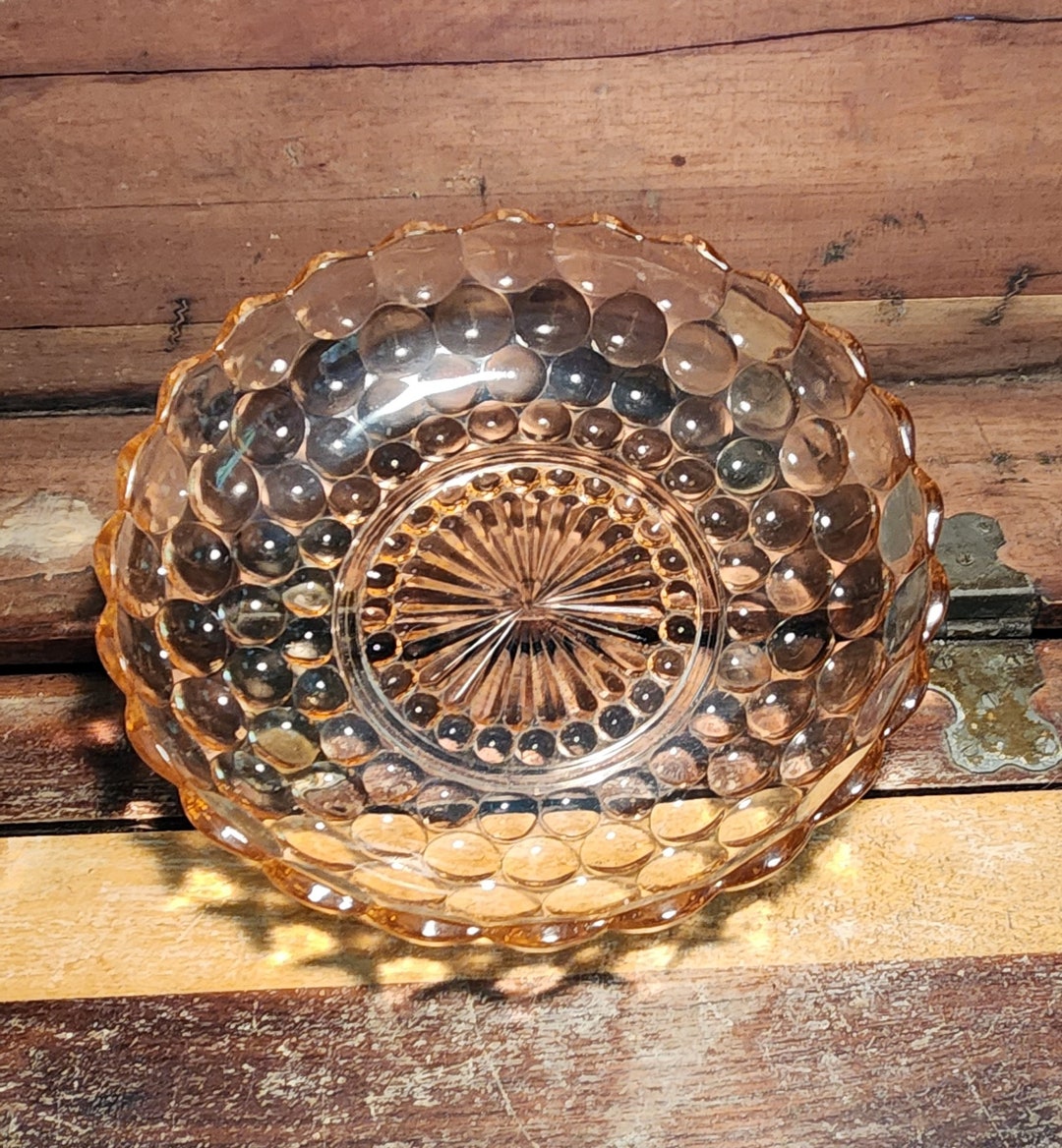 Anchor Hocking Pink Glass Bowl Bubble Pattern Vintage - Etsy