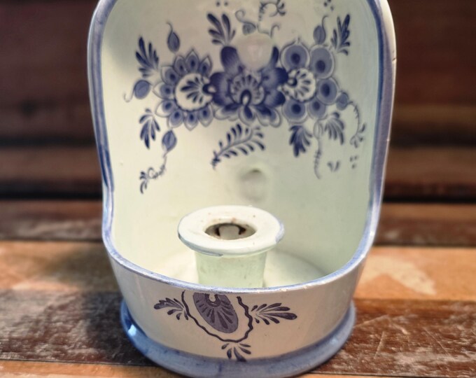 Candle Holder Delft White and Blue Ceramic Floral Scene Wall Sconce ...