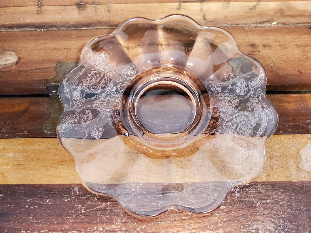 Pink Glass Nora Bird Mayonnaise Underplate Paden City Depression ...