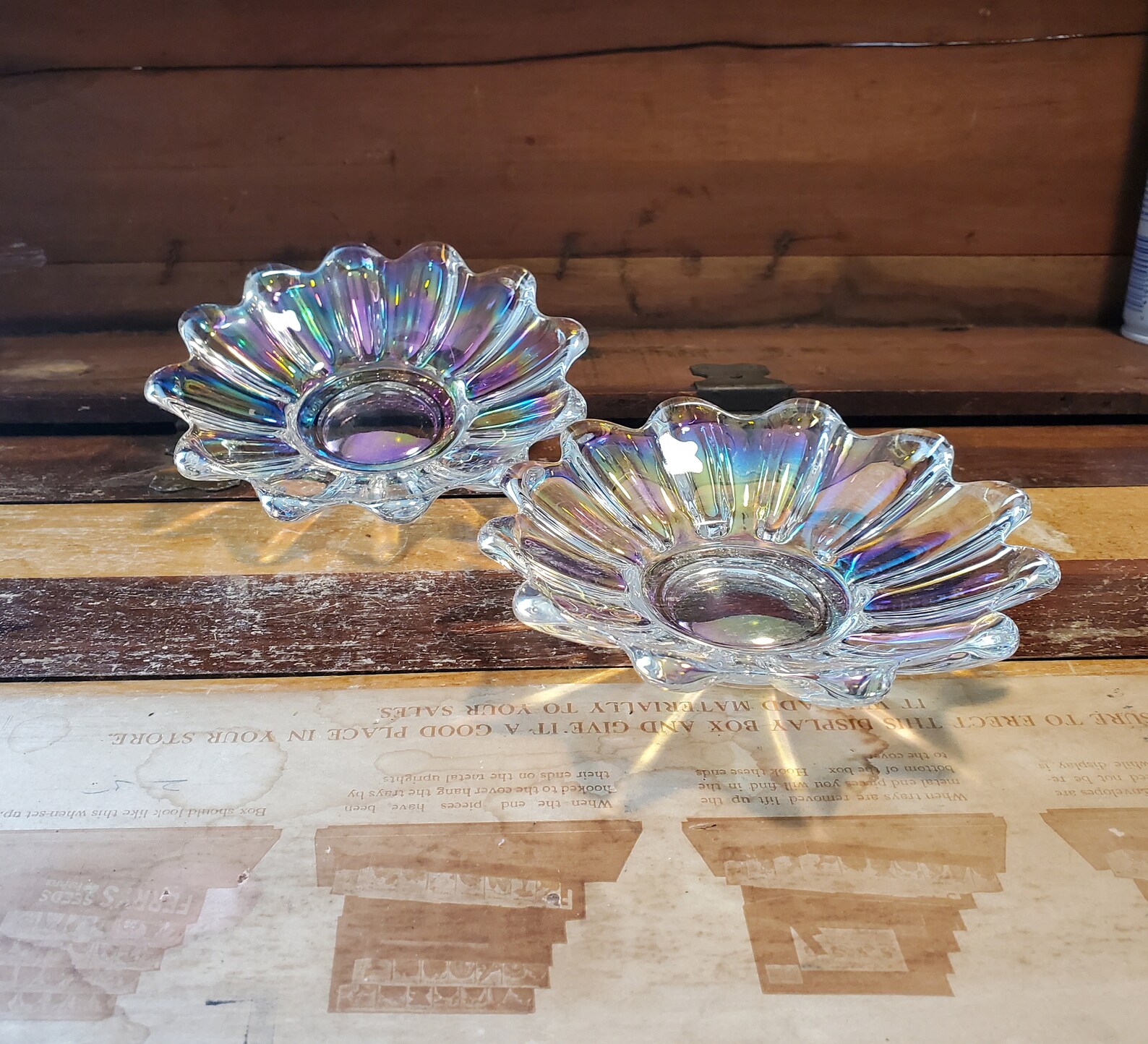 Bowls Clear Iridescent Celestial Federal Glass Company Vintage - Etsy