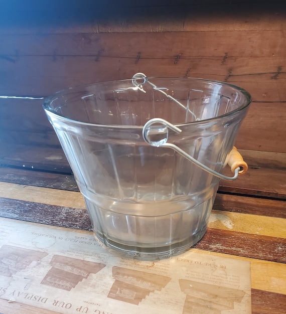Bushel Basket Anchor Hocking Glass Ice Bucket Vintage - Etsy