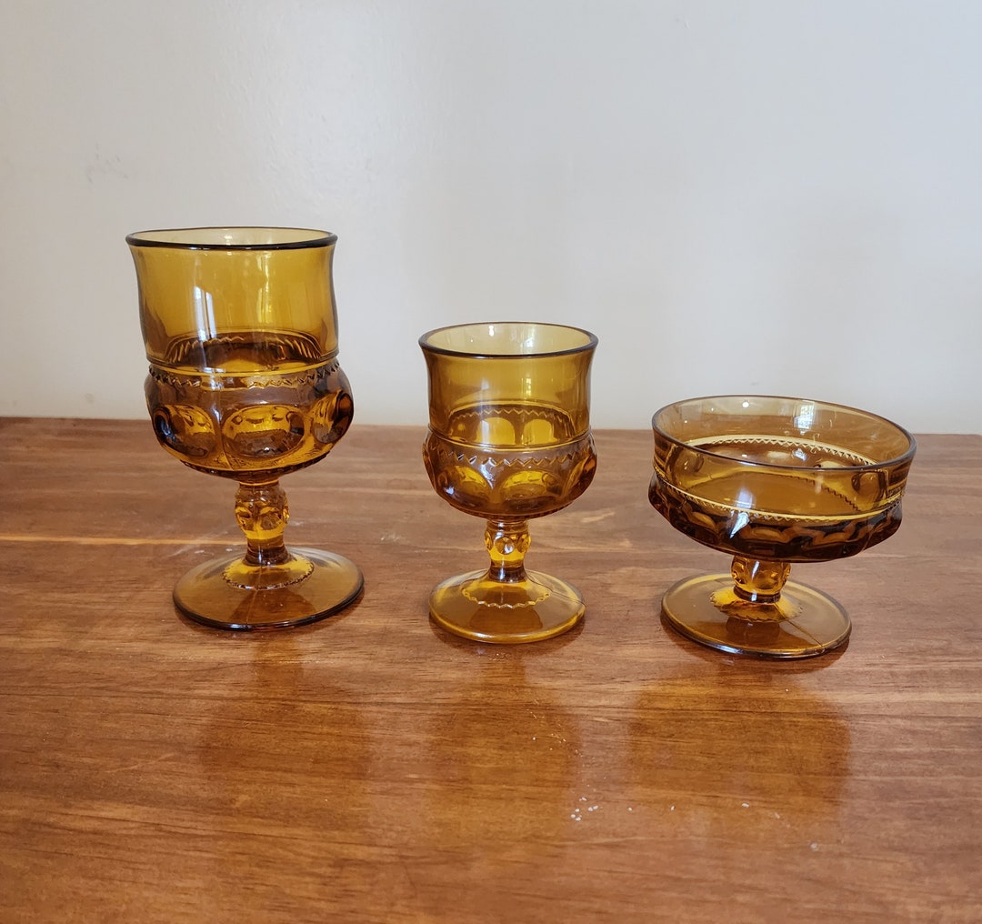 King's Crown Amber Glassware Colony Glass Vintage - Etsy